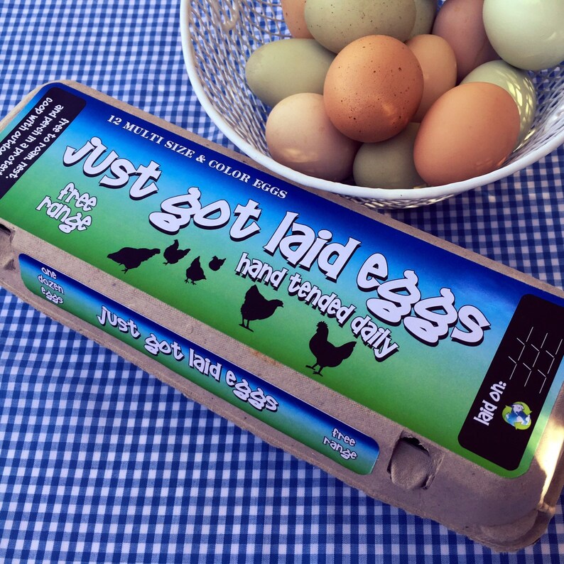 Egg Carton Labels Blues and Greens Custom 3 Part Label Sets | Etsy