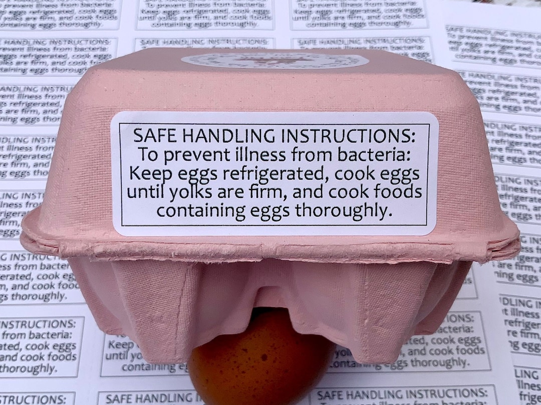 Egg Carton Labels, FDA Safe Handling Labels, Refrigerate, Bacteria ...
