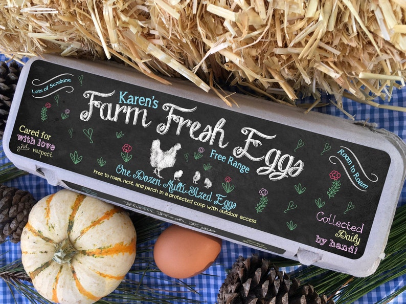 Egg Carton Labels Chalkboard 3 Part Label Sets Peel and - Etsy