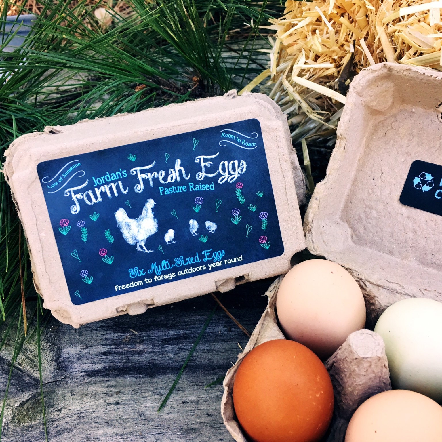 6 Ct Egg Carton Labels 1/2 Dozen Carton Labels Chalkboard 2 - Etsy