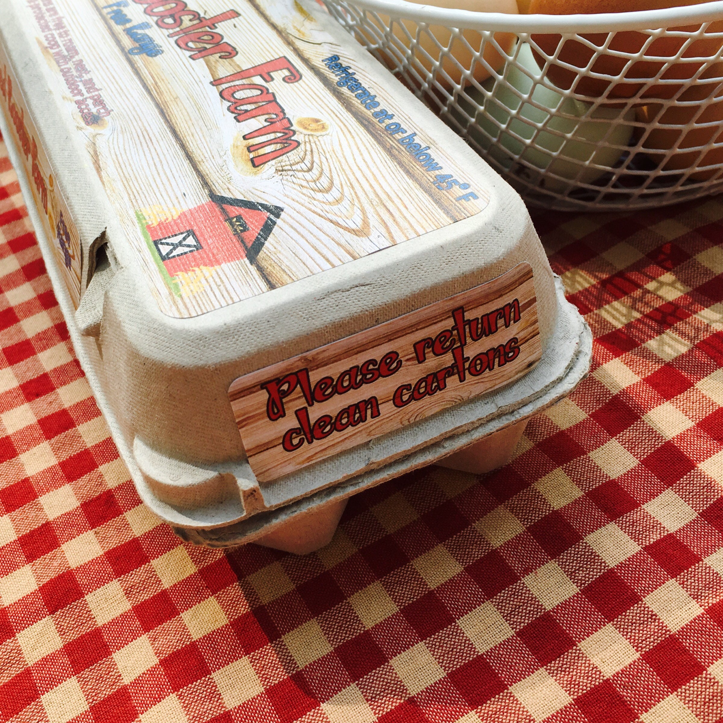 Egg Carton Labels, Custom, Wood Background, Wooden Sign, Red Rooster, 3 ...