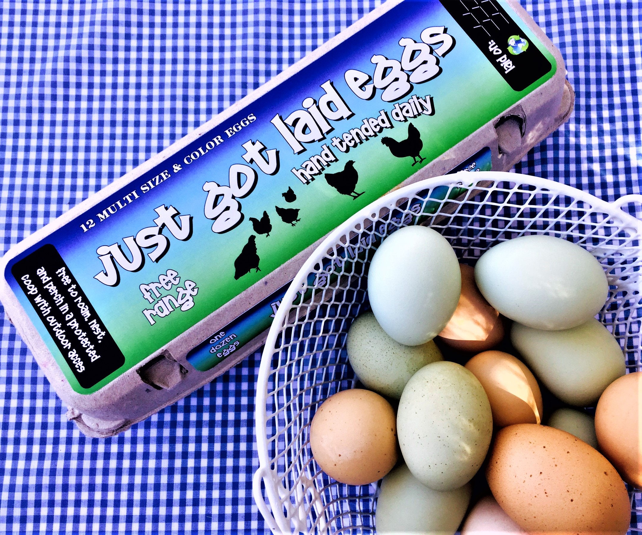 Egg Carton Labels Blues and Greens Custom 3 part label sets | Etsy