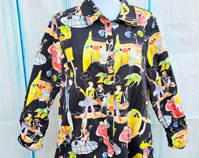 Vintage Berek Jacket, Lightweight Abstract Black With Bold Color ...