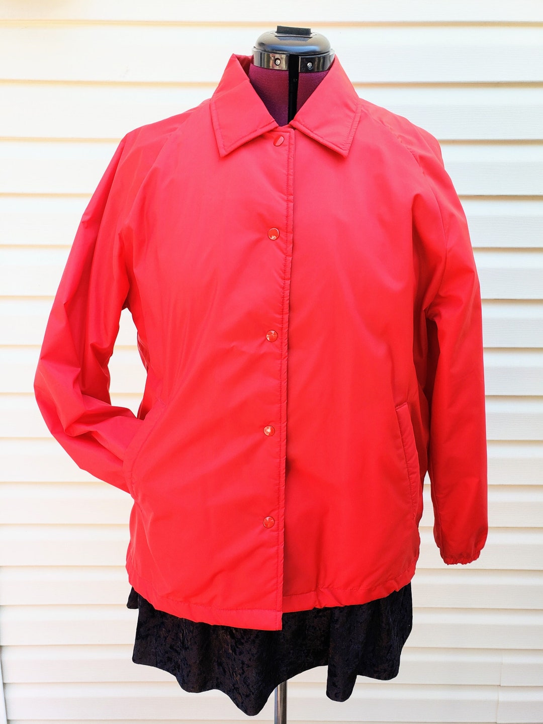 Vintage Red Nylon Jacket by Sears, Cotton Lined Rain Jacket With ...