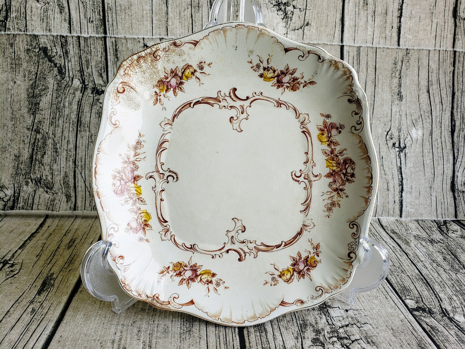 Antique Ceramic Square Plate Ridgways England Royal Semi - Etsy