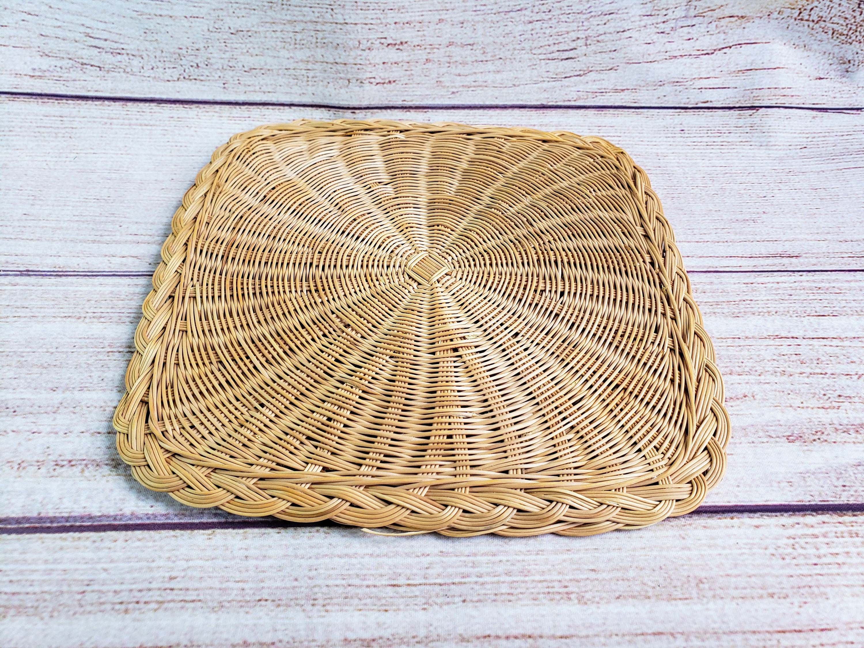 Vintage Beige Woven Wicker Square Trivet Retro Boho Decor - Etsy