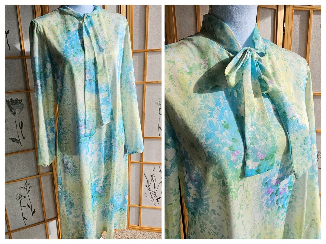 Vintage Dress With Matching Duster, 2 Piece Set, Watercolor Pastel Blue ...