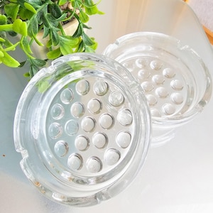 Retro Mod Clear Glass Round Ashtray Set of Two, Simple Minimalist ...