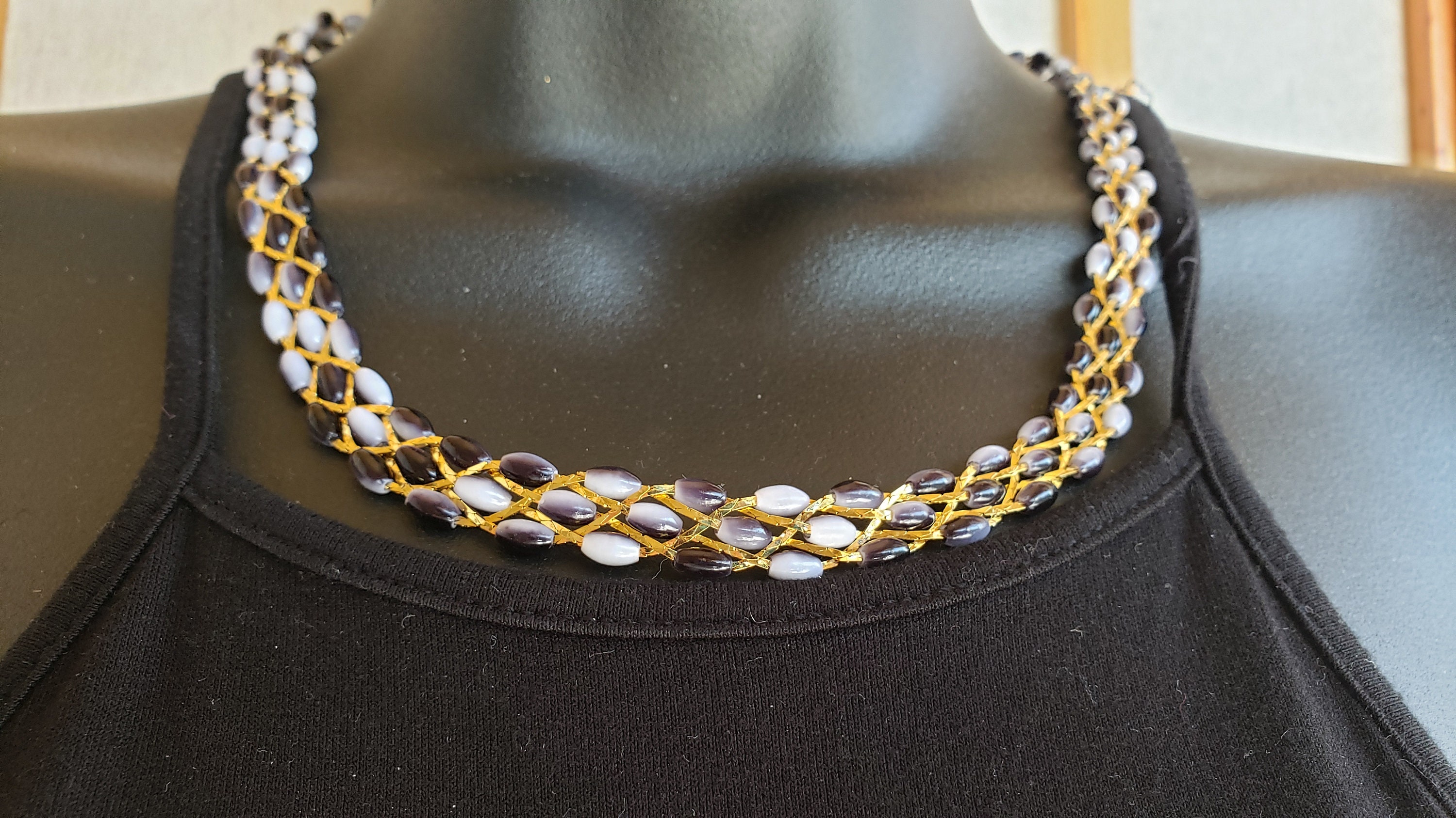 90's Mod Gold Chain Link Braid With Small Oval Beads Ombre - Etsy