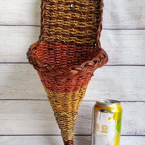 Wicker Cornucopia Basket With Rope Detail, 3 Tone Wicker Horn Wall ...