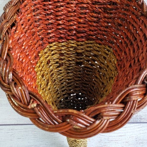 Wicker Cornucopia Basket With Rope Detail, 3 Tone Wicker Horn Wall ...
