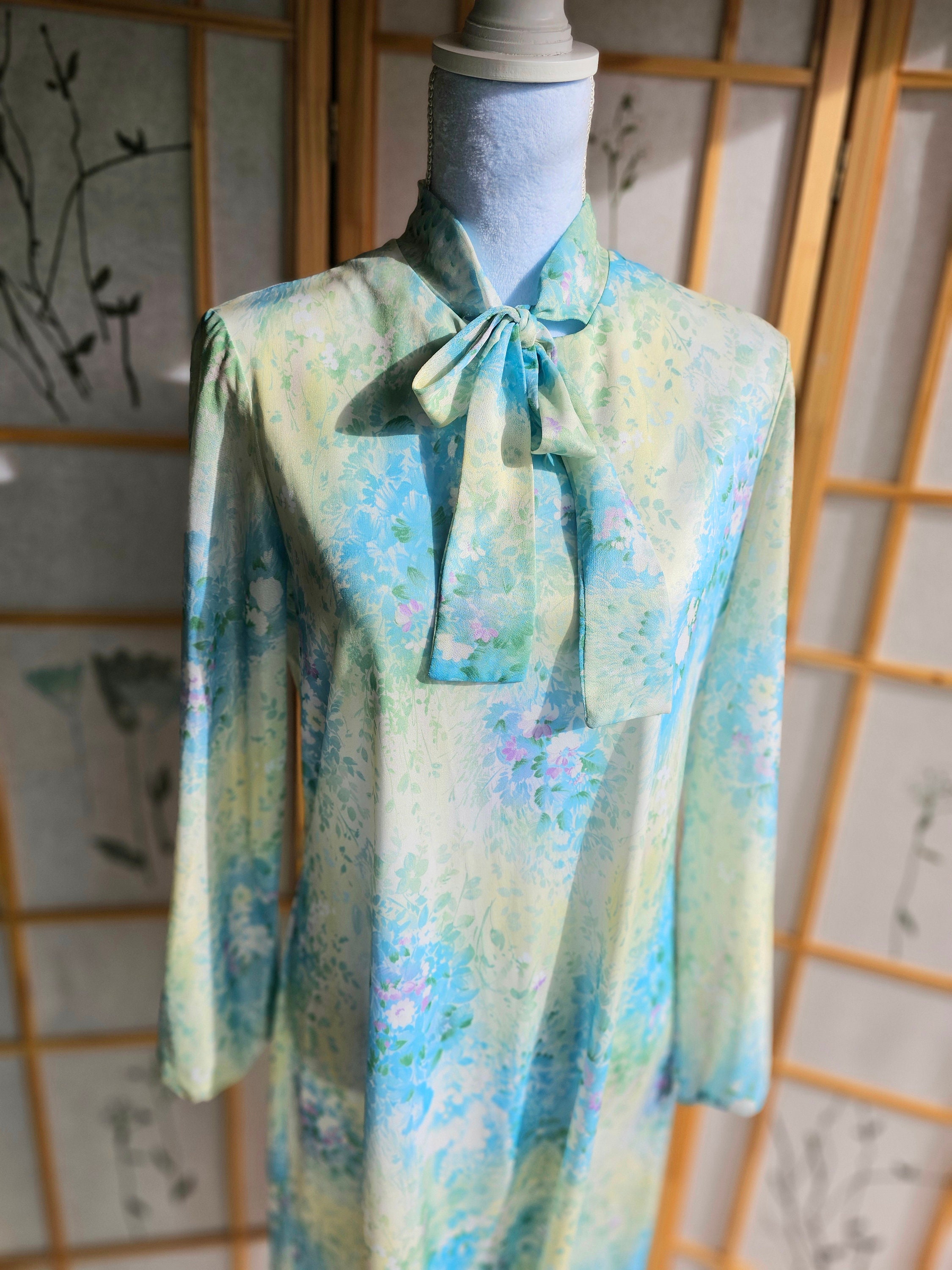 Vintage Dress With Matching Duster, 2 Piece Set, Watercolor Pastel Blue ...