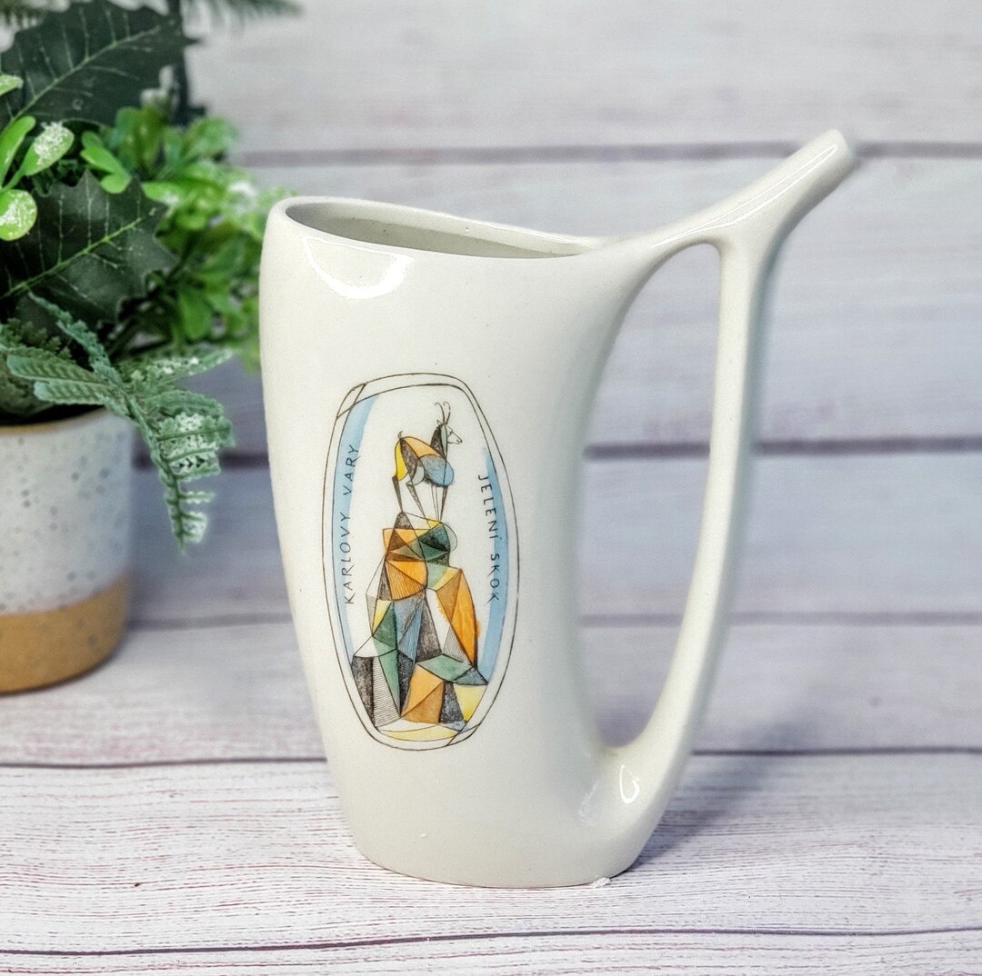 Vintage Ceramic Handled Vase From Jeleni Skok Czech Republic, Karlovy ...