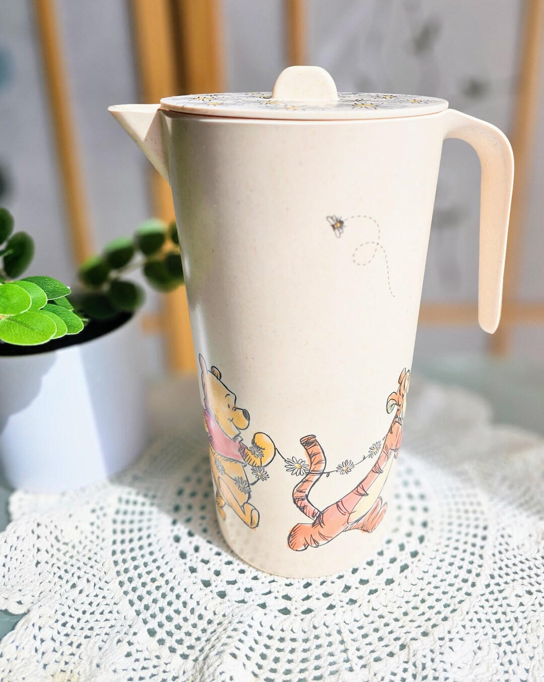 Vintage Winnie the Pooh Bamboo Pitcher, Natural Colors Biodegradable ...