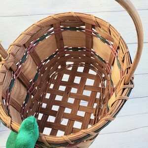 Vintage Rustic Christmas Basket With Green Trees and Wood Charm ...