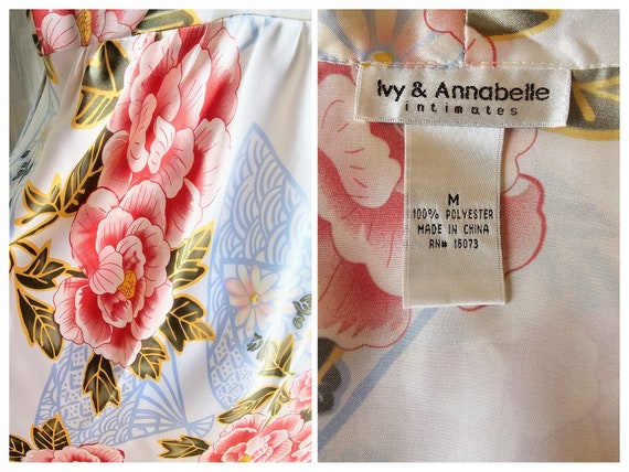 Vintage Lingerie Set, Short Satin Floral Robe with Ni… - Gem