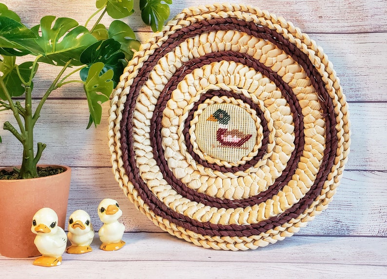 Vintage 12 Woven Straw Coil Circle Disc Wall Hanging - Etsy