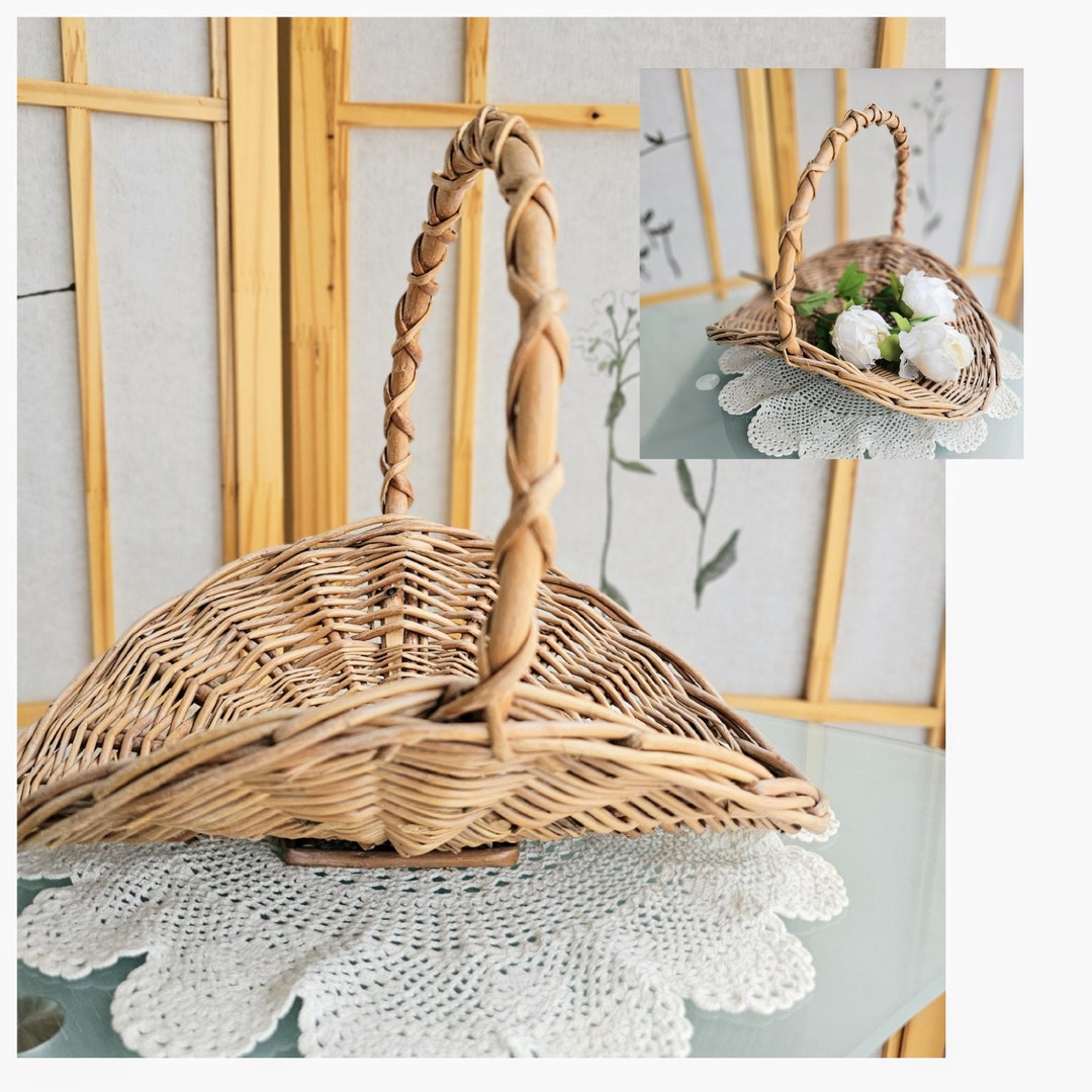 Charming Vintage Flower Basket, French Country Style Gathering Basket ...