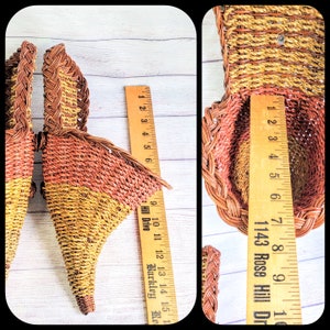 Wicker Cornucopia Basket With Rope Detail, 3 Tone Wicker Horn Wall ...