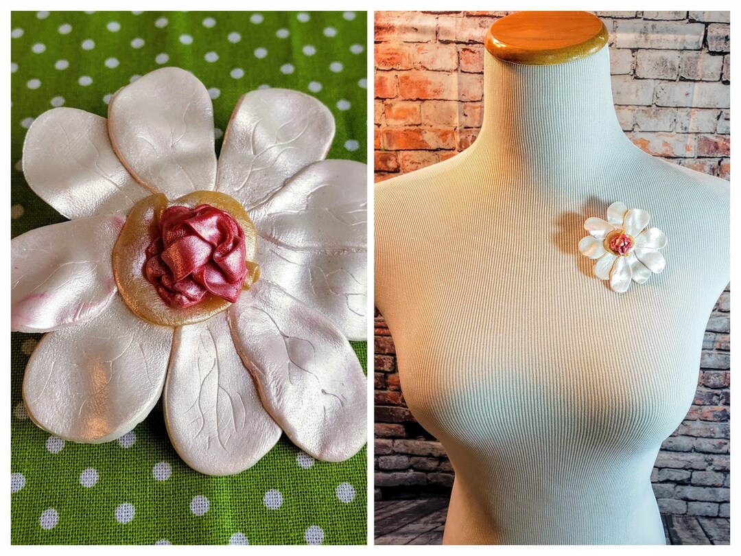 Polymer Clay Flower Brooch, Hand Sculpture Floral Pin, Wearable Art ...
