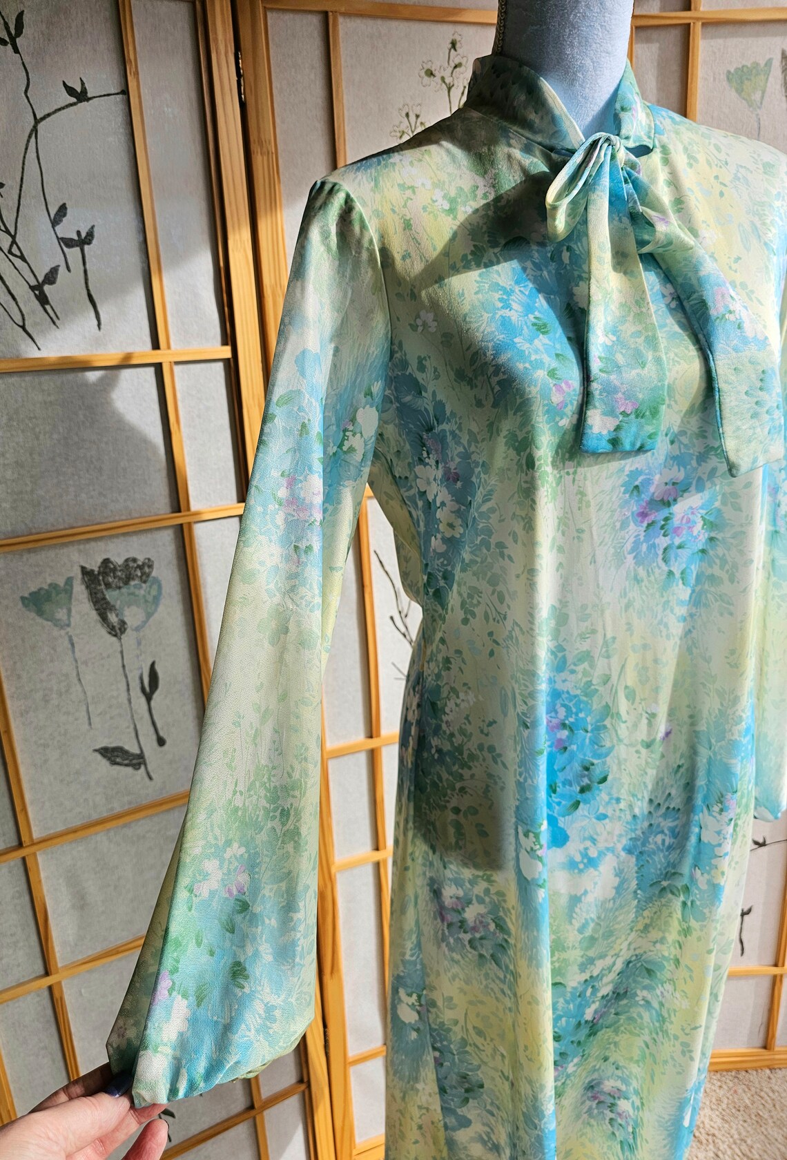 Vintage Dress With Matching Duster, 2 Piece Set, Watercolor Pastel Blue ...