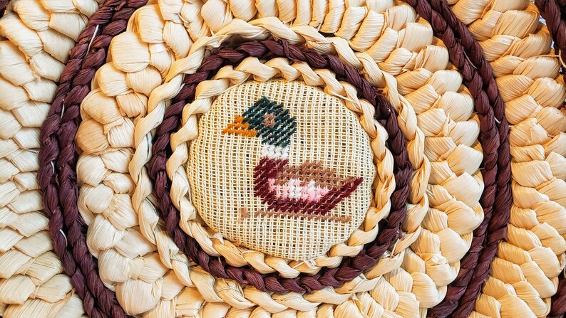 Vintage 12 Woven Straw Coil Circle Disc Wall Hanging | Etsy
