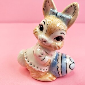 2 Small Vintage Bunny Figurines, Super Cute Boy Girl Easter Bunny ...