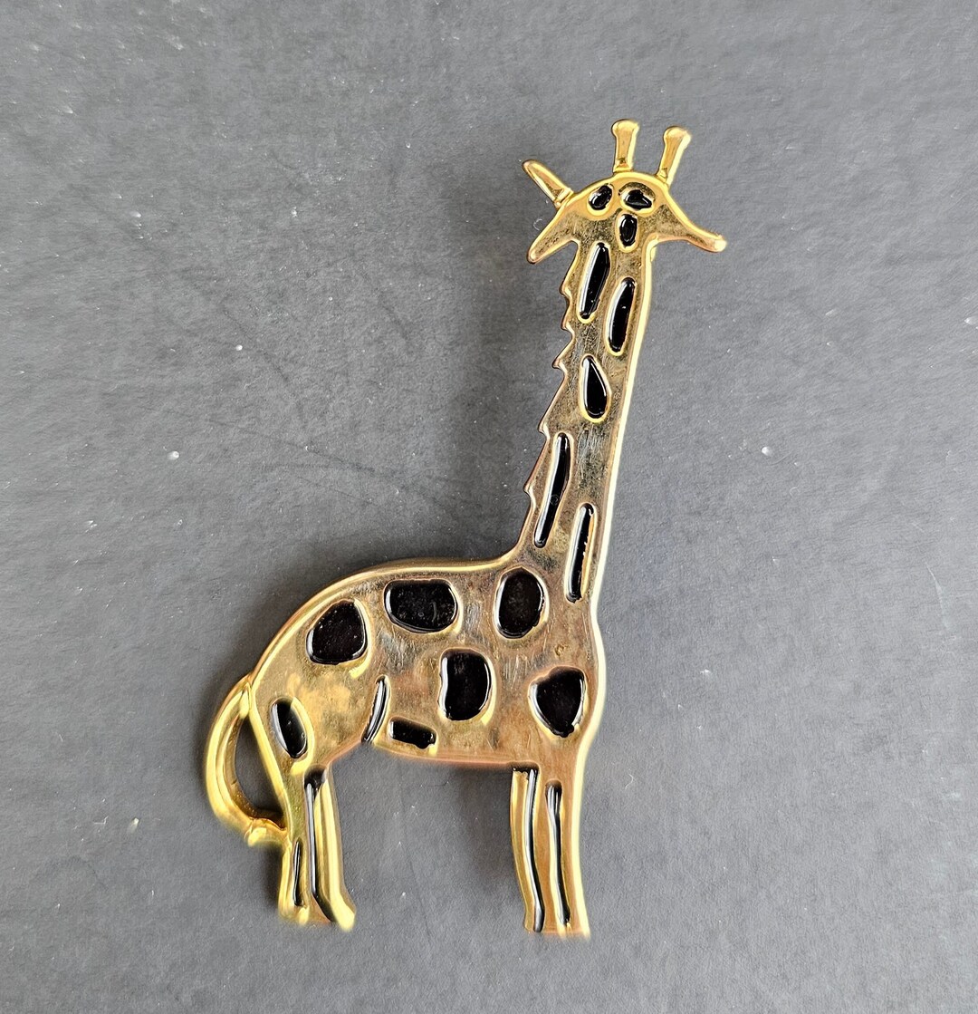 Vintage Gold Tone Metal Giraffe Brooch Pendant, Retro Chunky Fashion ...