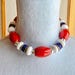 Vintage Chunky Bead Choker, Patriotic Colors Red White and Blue Petite ...