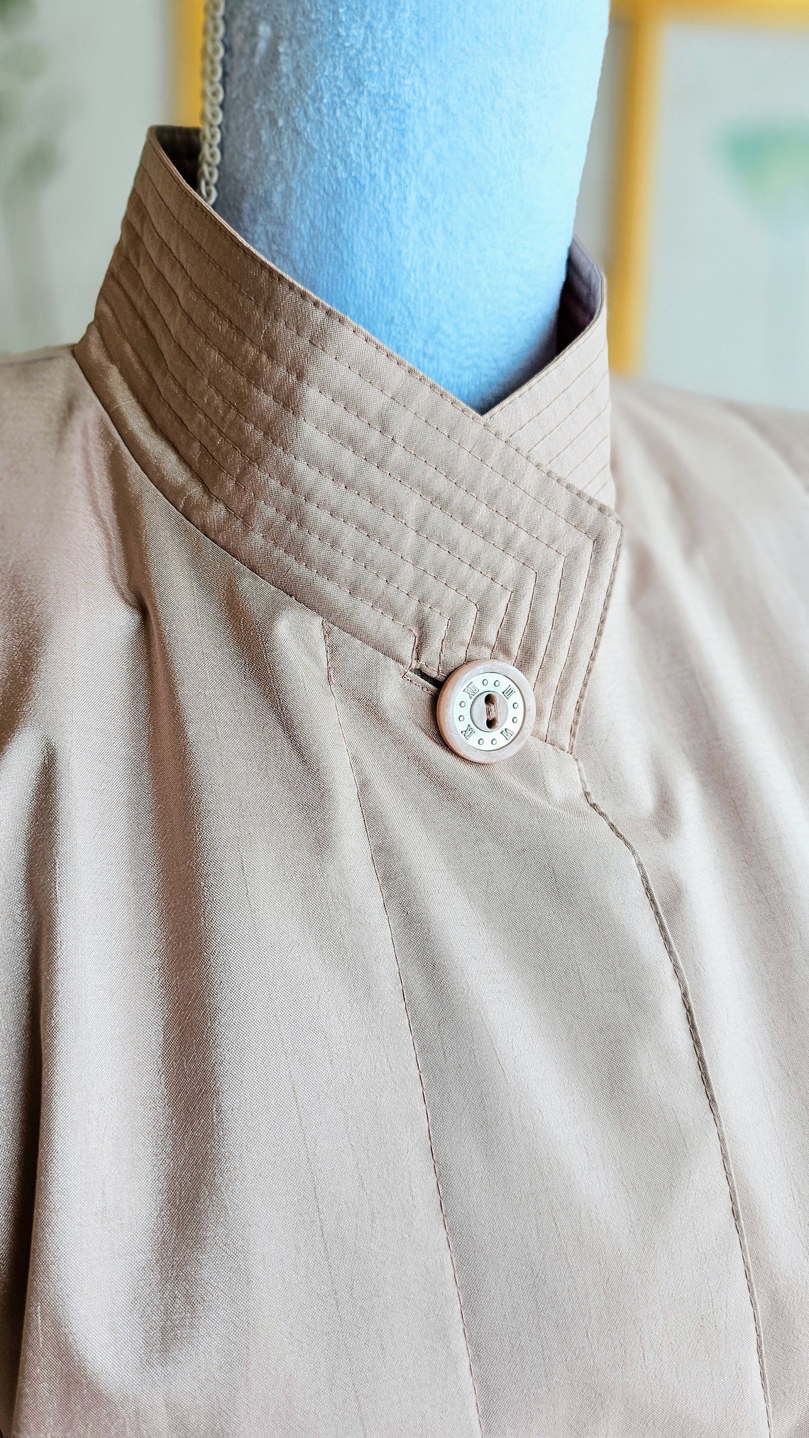 Vintage Trench Coat, Shimmery Champagne Colorlong Coat W/ Pockets Lined ...