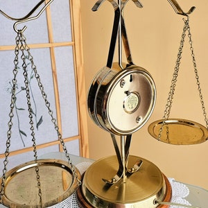 Art Deco Tabletop Clock With Decorative Balance Weight Scale and Brass ...