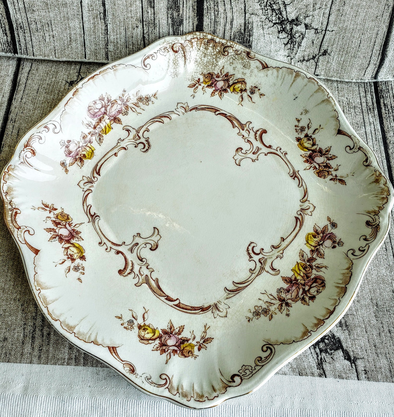 Antique Ceramic Square Plate, Ridgways England, Royal Semi Porcelain ...