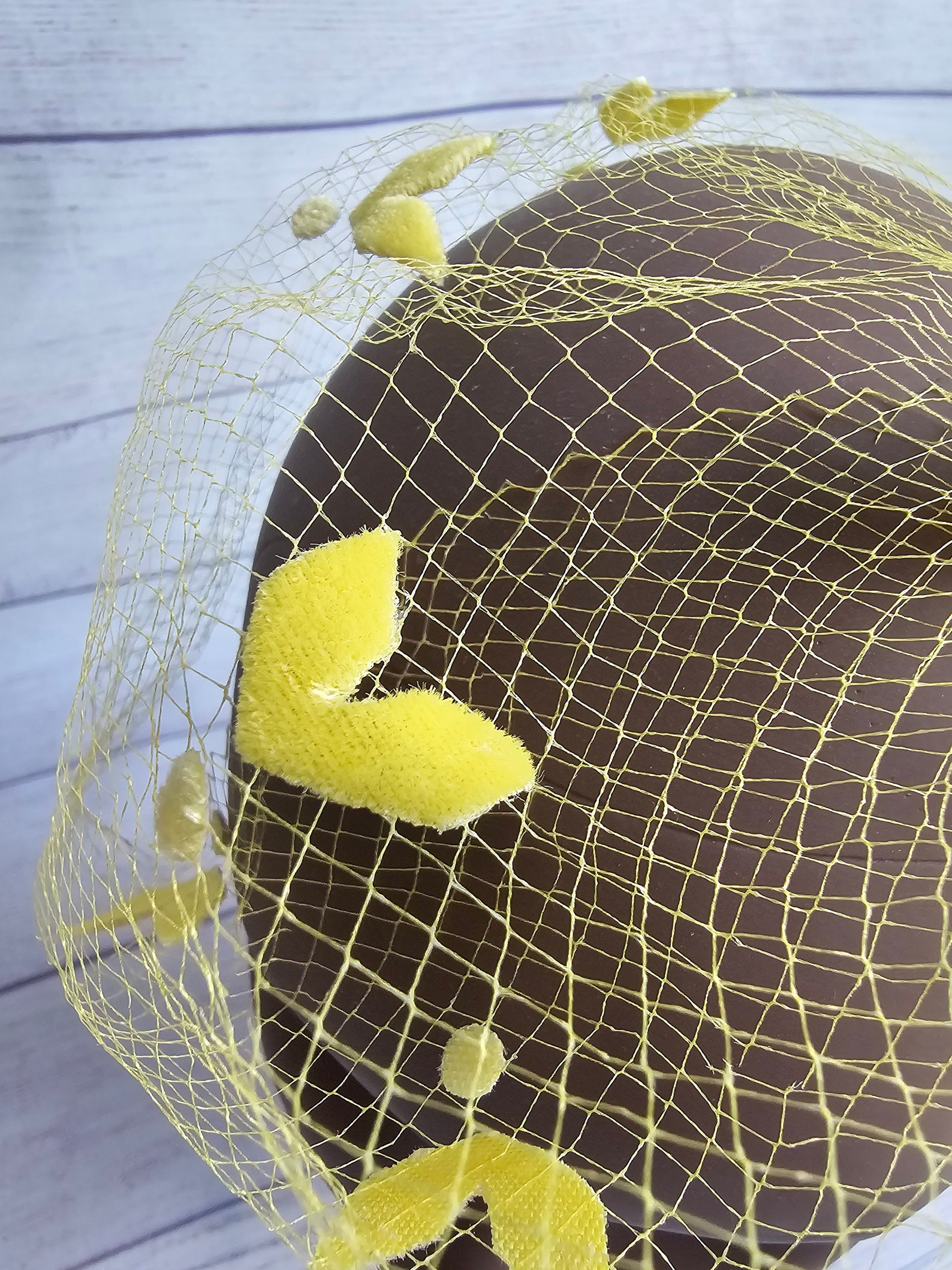 1940s 50s Yellow Hair Net Piece With Velvet Bows, Vintage Yellow Head ...