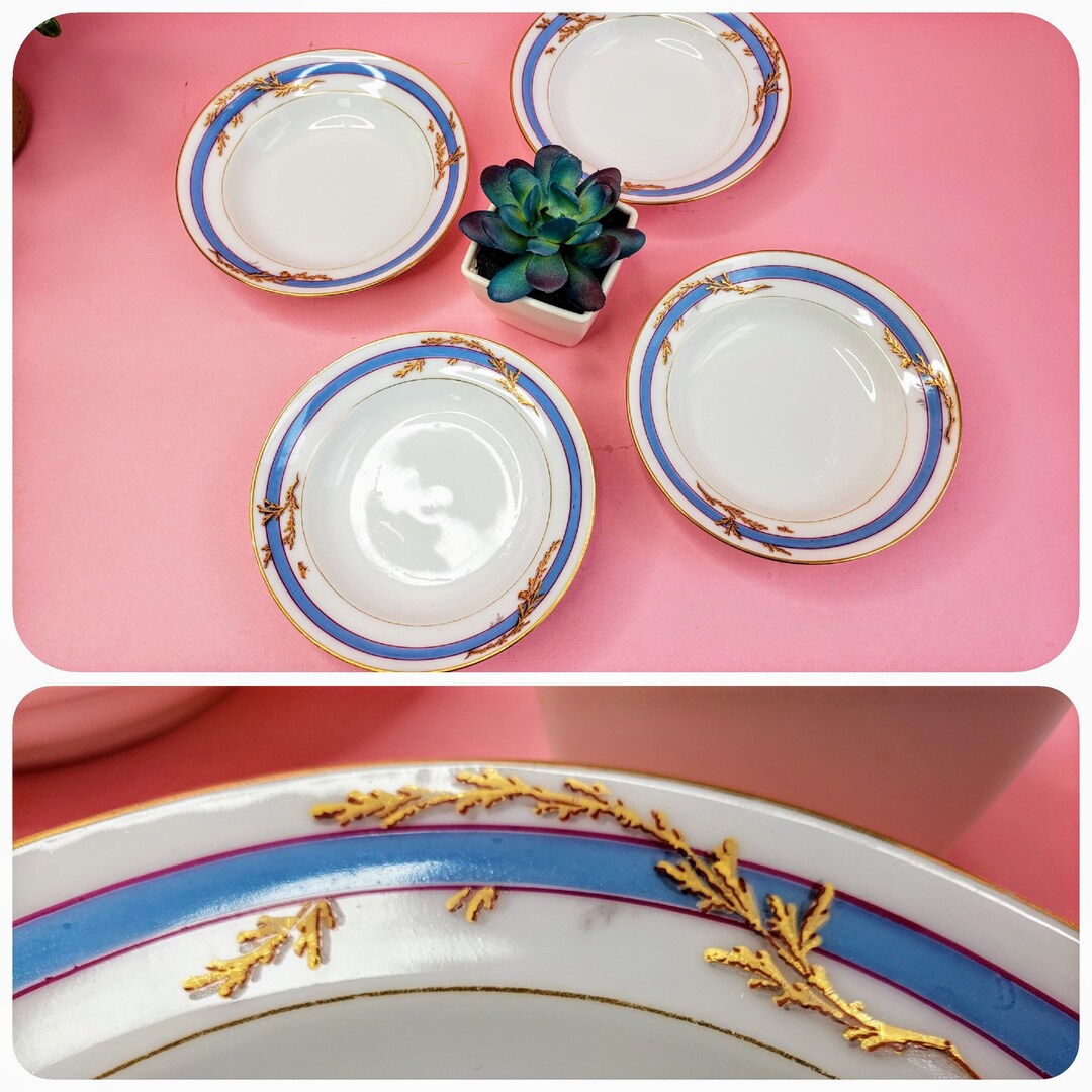 Antique Small Bowls Gilman Collamore New York, White Ceramic With Blue ...