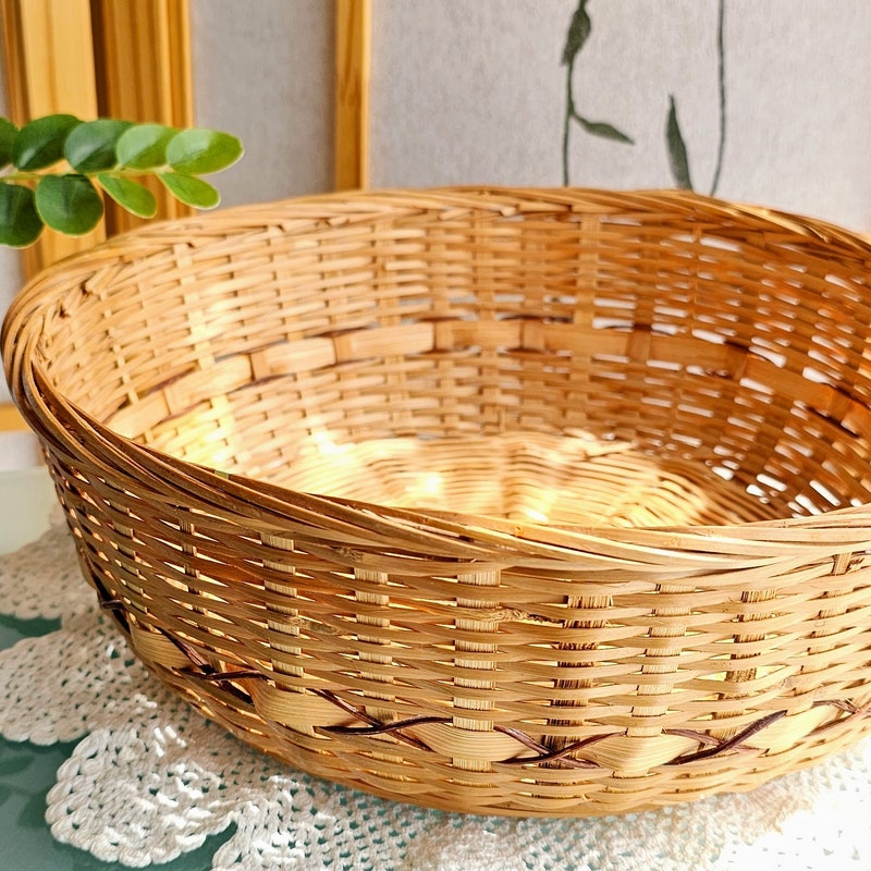 Wicker Round Bowl - Etsy