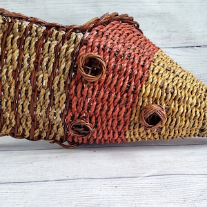 Wicker Cornucopia Basket With Rope Detail, 3 Tone Wicker Horn Wall ...