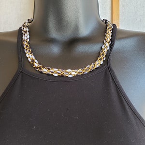 90's Mod Gold Chain Link Braid With Small Oval Beads Ombre Black Grey ...