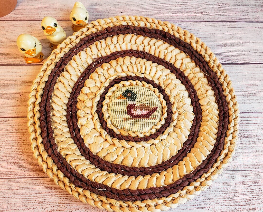 Vintage 12 Woven Straw Coil Circle Disc Wall Hanging - Etsy