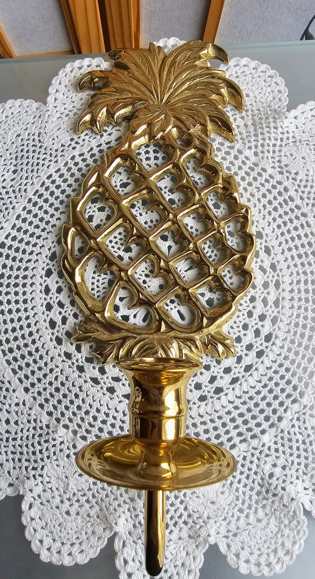 Vintage Brass Pineapple Wall Scone Candle Holder, Virginia ...