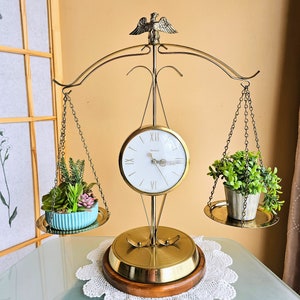 Art Deco Tabletop Clock With Decorative Balance Weight Scale and Brass ...
