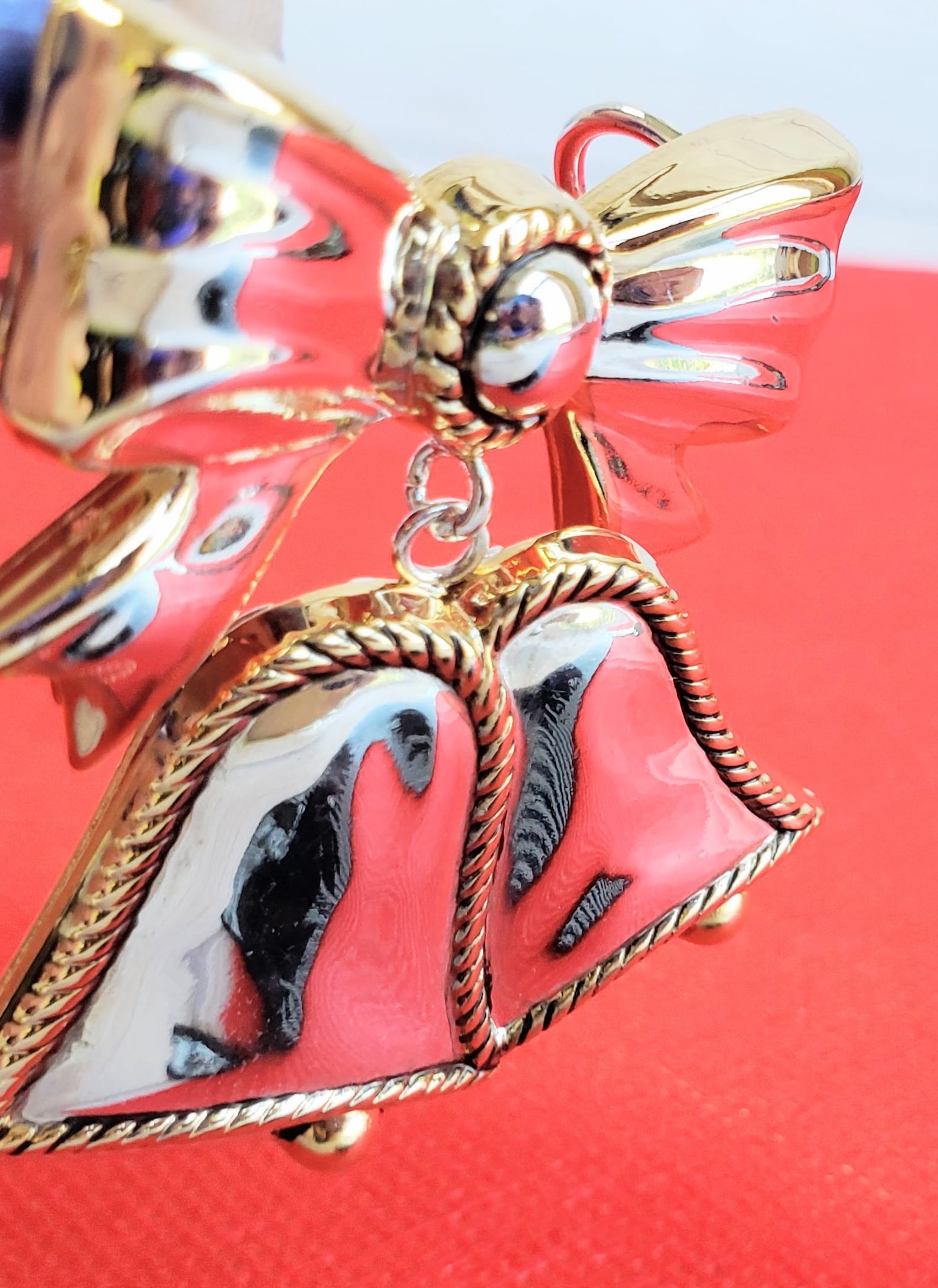 NOS Vintage Chunky Shiny Silver Metal Christmas Bells With Bow - Etsy