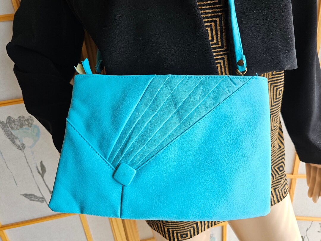 Vintage Turquoise Purse, 80s Crossbody Bag, Retro Fashion, Rare Find ...