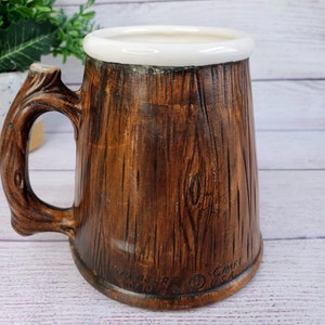 Vintage Ceramic Coffee Mug Wooden Beer Stein Look, Super Cute and ...