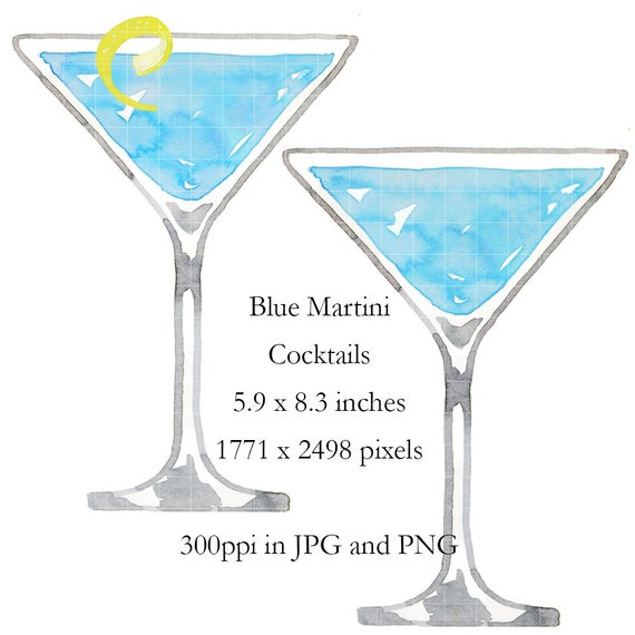 Martini Glass Clip Art Blue
