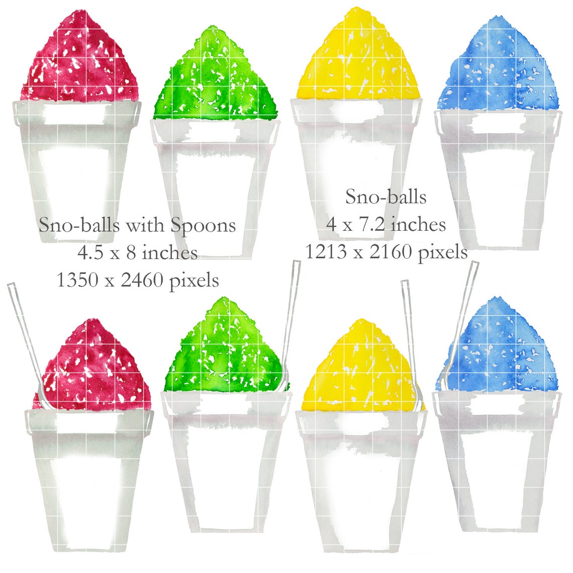 WATERCOLOR Sno-ball Clip Art Snoball Clipart Snowballs - Etsy