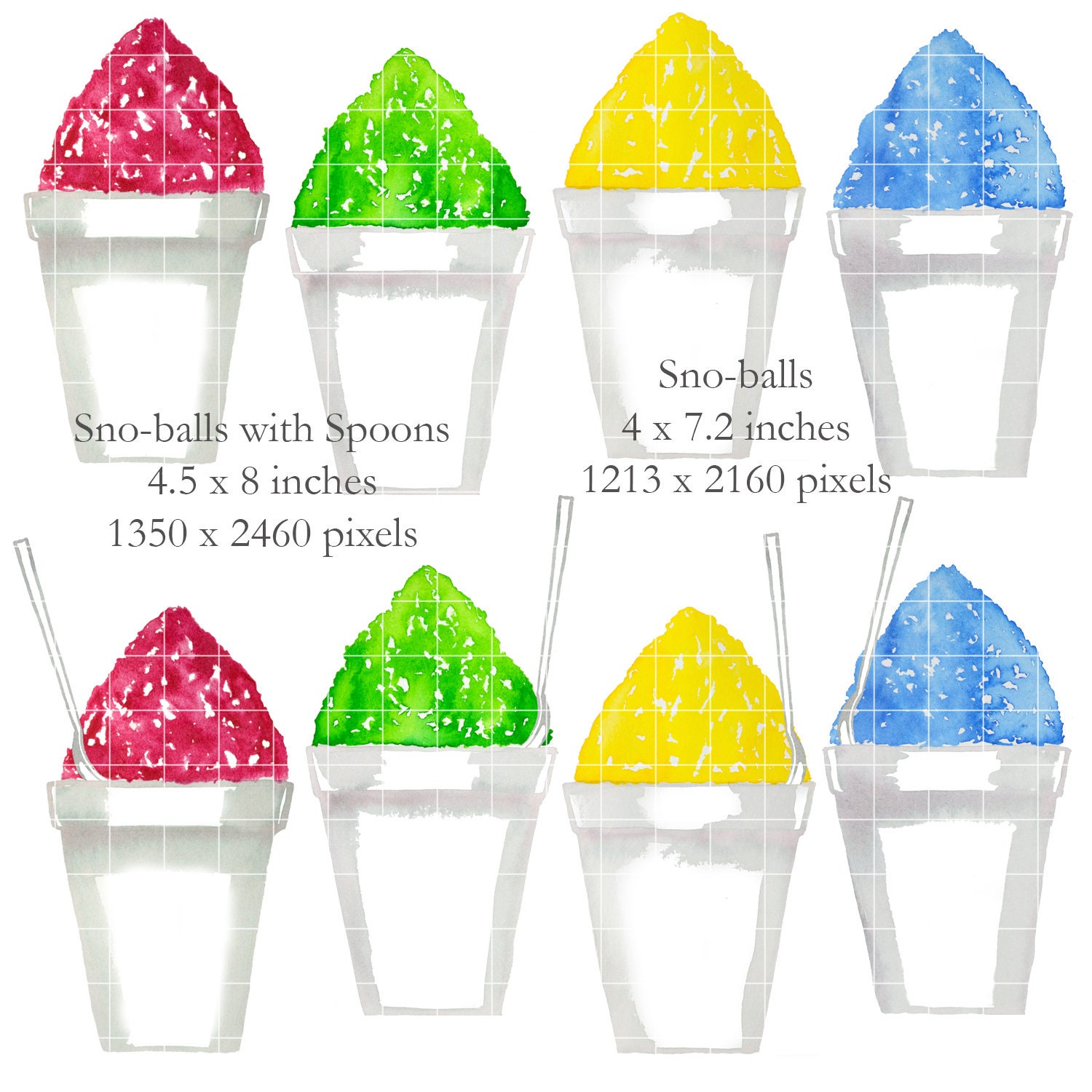 WATERCOLOR Sno-ball Clip Art Snoball Clipart Snowballs - Etsy