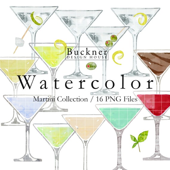 WATERCOLOR 12 Martini Cocktails Bundle Martinis Cocktails - Etsy