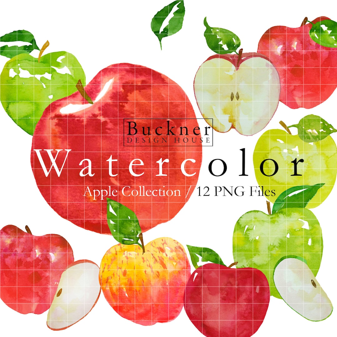 WATERCOLOR Apples Clip Art Bundle - Fresh Apples - Apple Farm - Apple ...