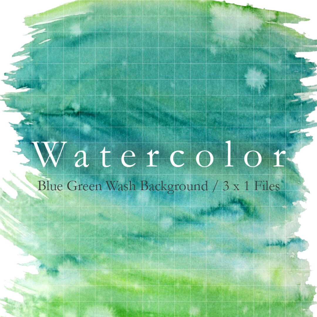 WATERCOLOR Blue Green Ombre Wash Clip Art - Beach - Ocean - Hand ...