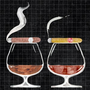 Imágenes prediseñadas de brandy y puros en acuarela - Ilustraciones ...